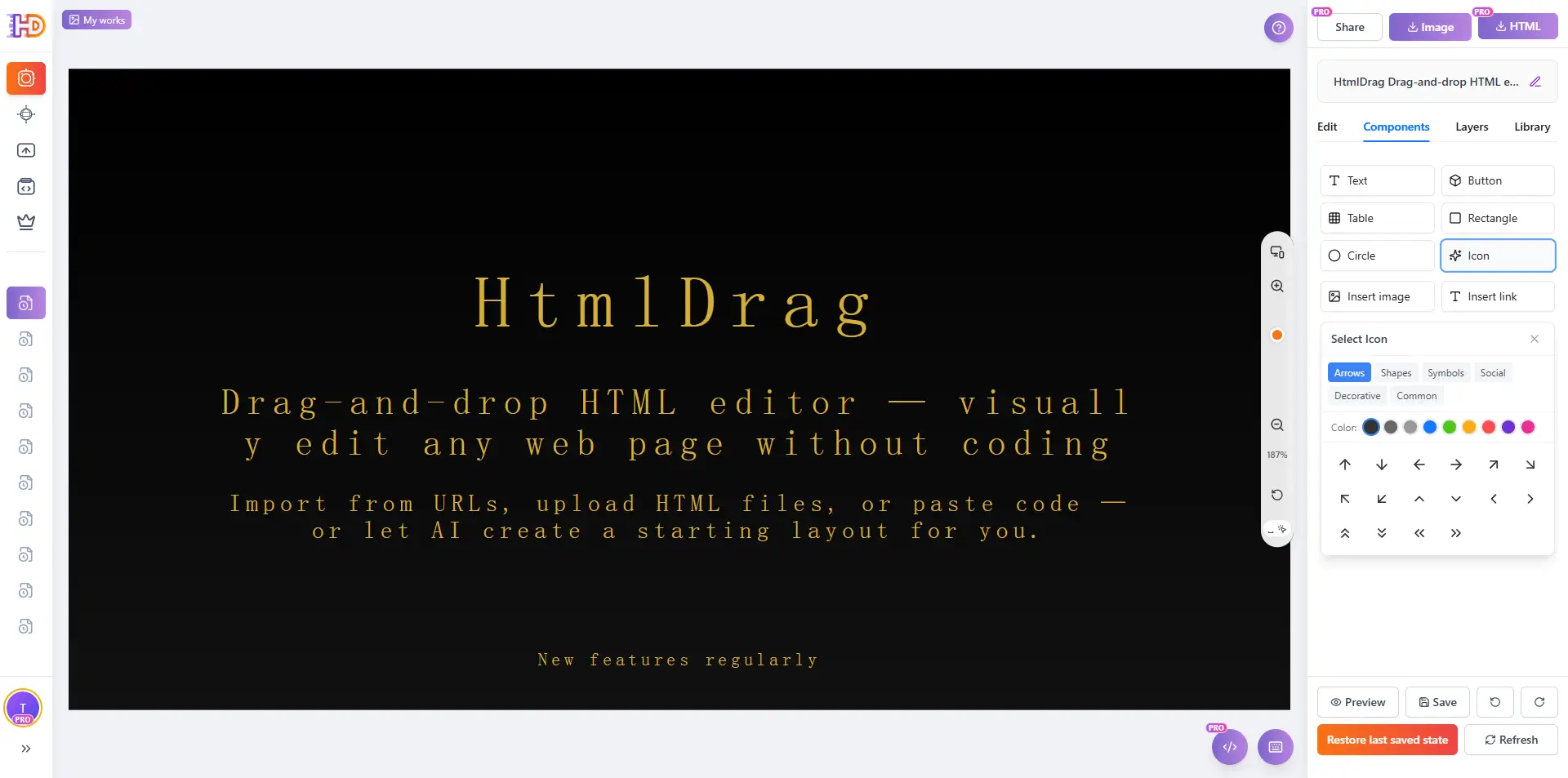 HtmlDrag - Freeform Drag & Drop HTML Editor