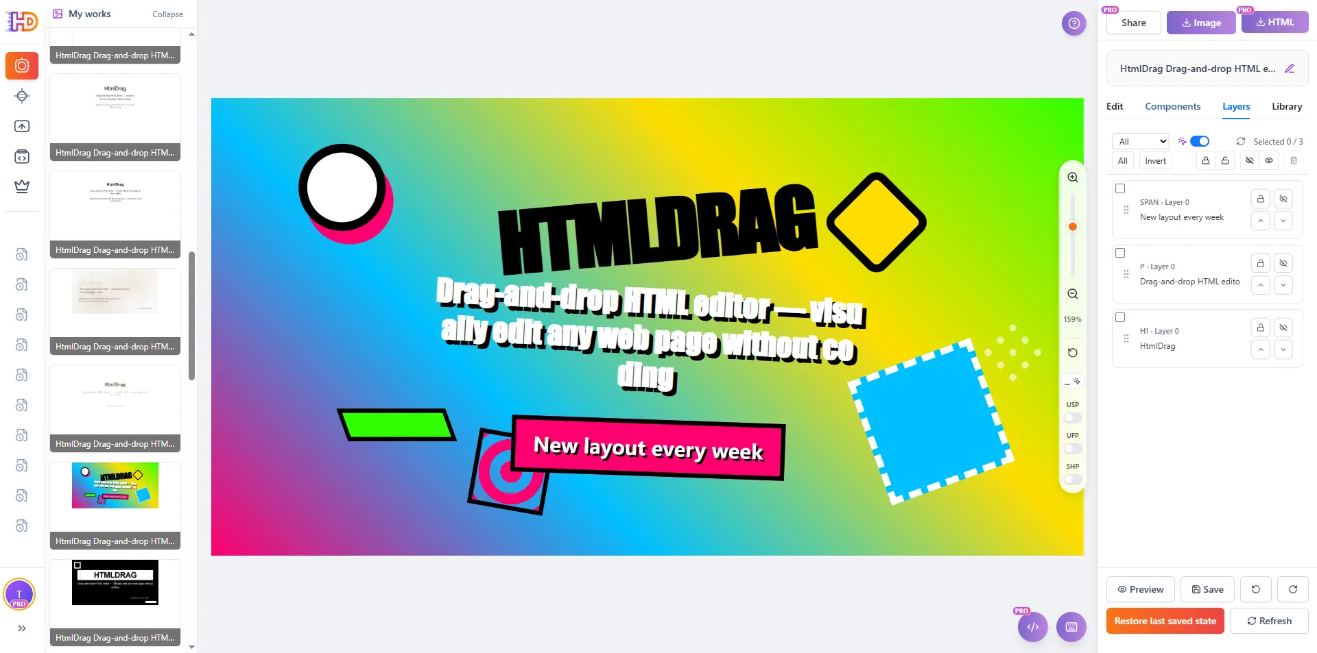 HtmlDrag - Freeform Drag & Drop HTML Editor