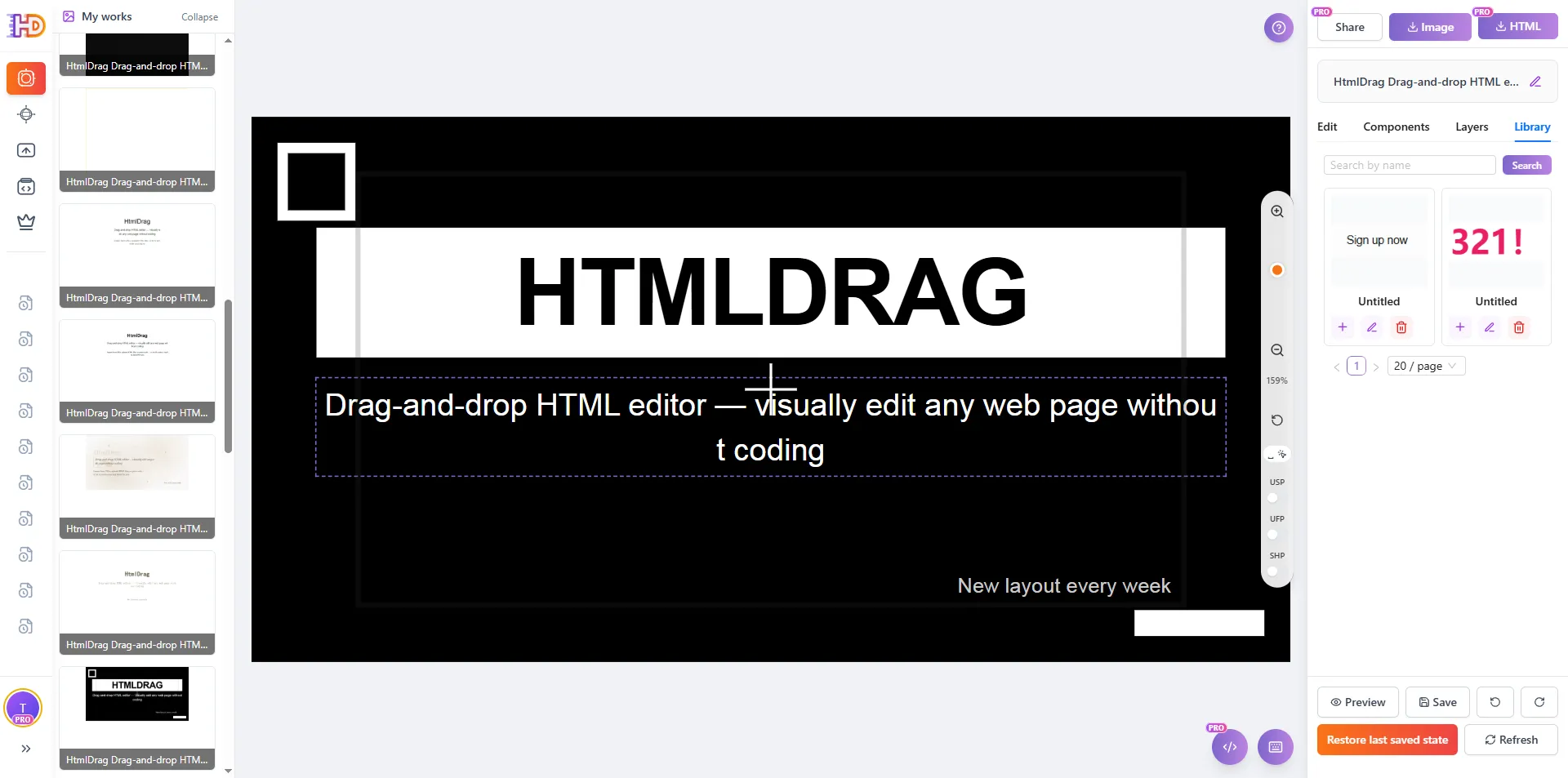 HtmlDrag - Freeform Drag & Drop HTML Editor
